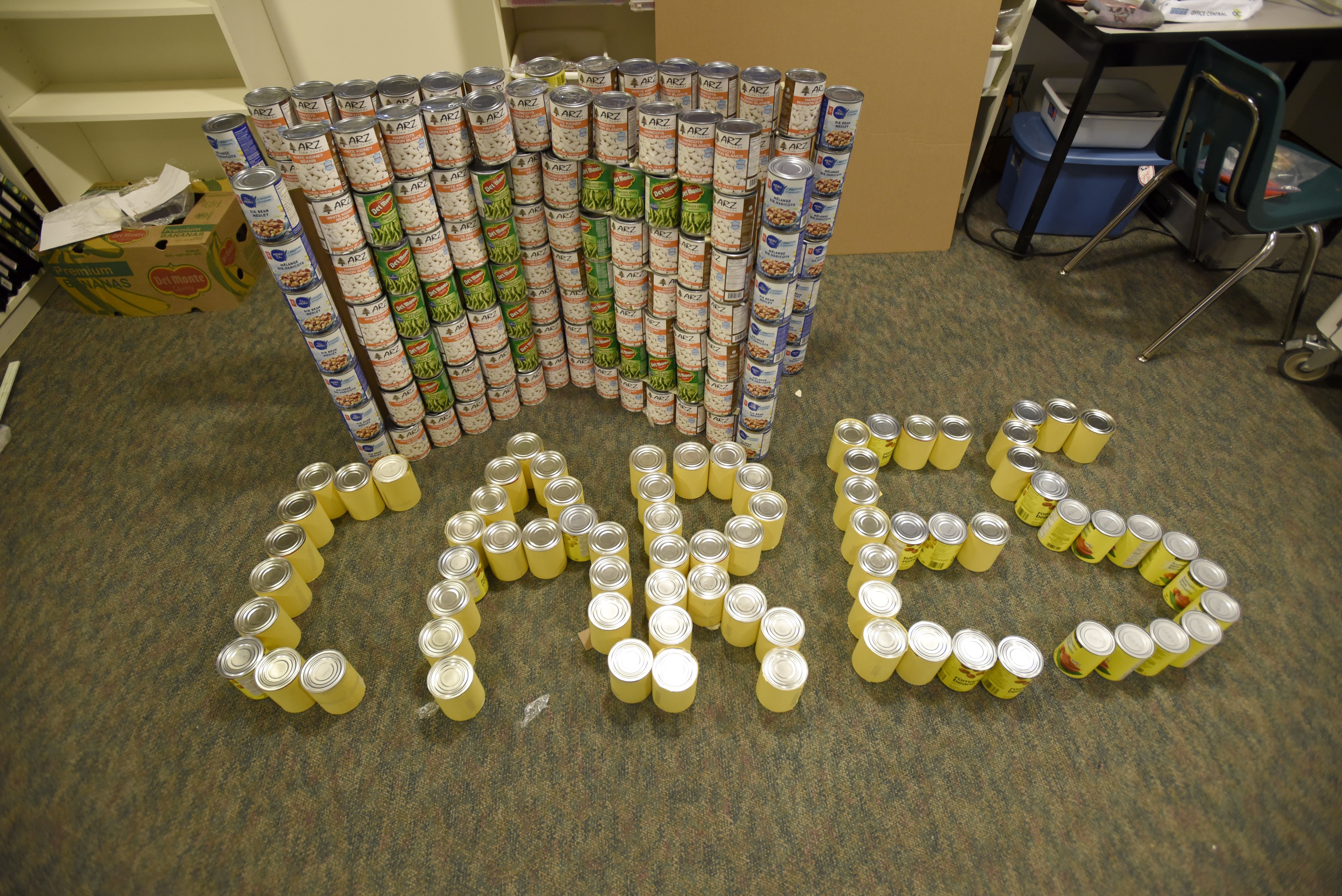 Toronto students build canned food sculptures to support food bank ...