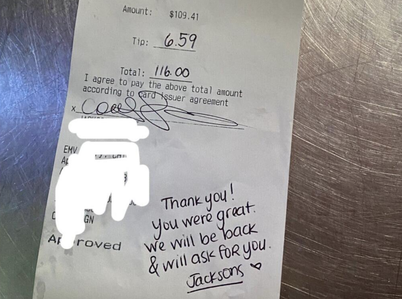 A $6 tip for ‘great’ service on a bill over $100? Social media post ...